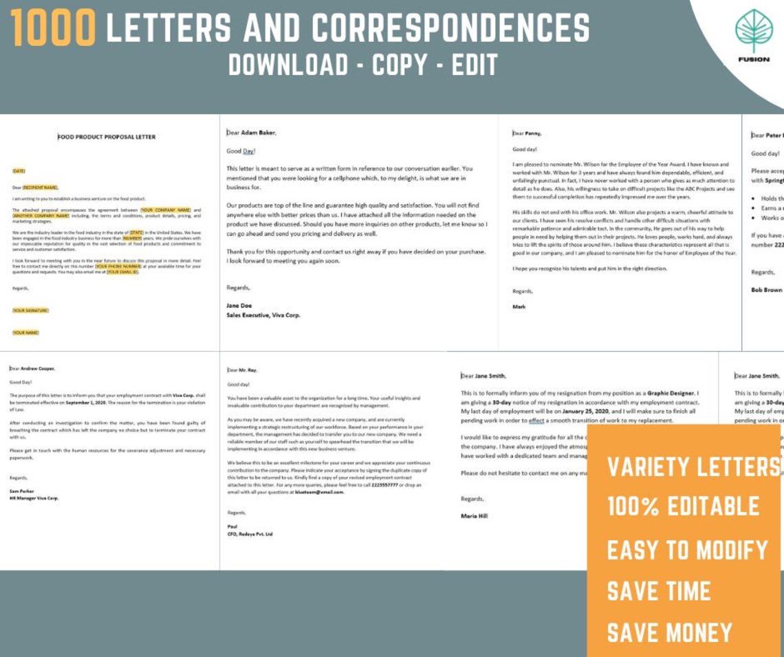 1000 Editable Letter and Correspondence Template, Appointment Letter ...