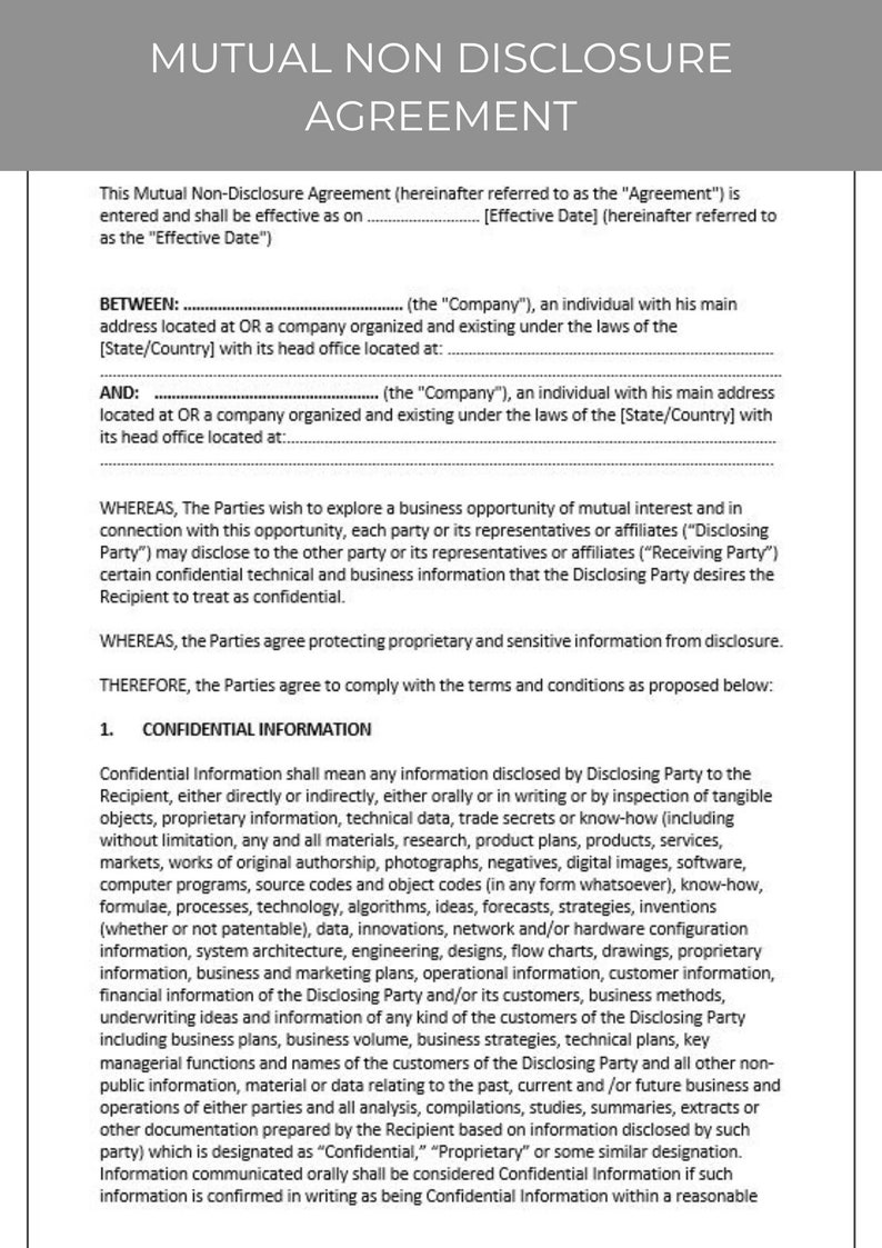 Mutual Non Disclosure Agreement - Etsy