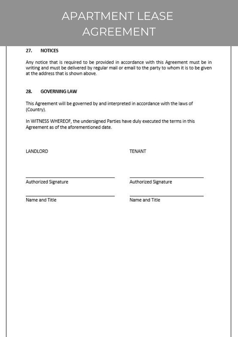 Apartment Lease Agreement, Rental Agreement, Residential Lease, Lease ...