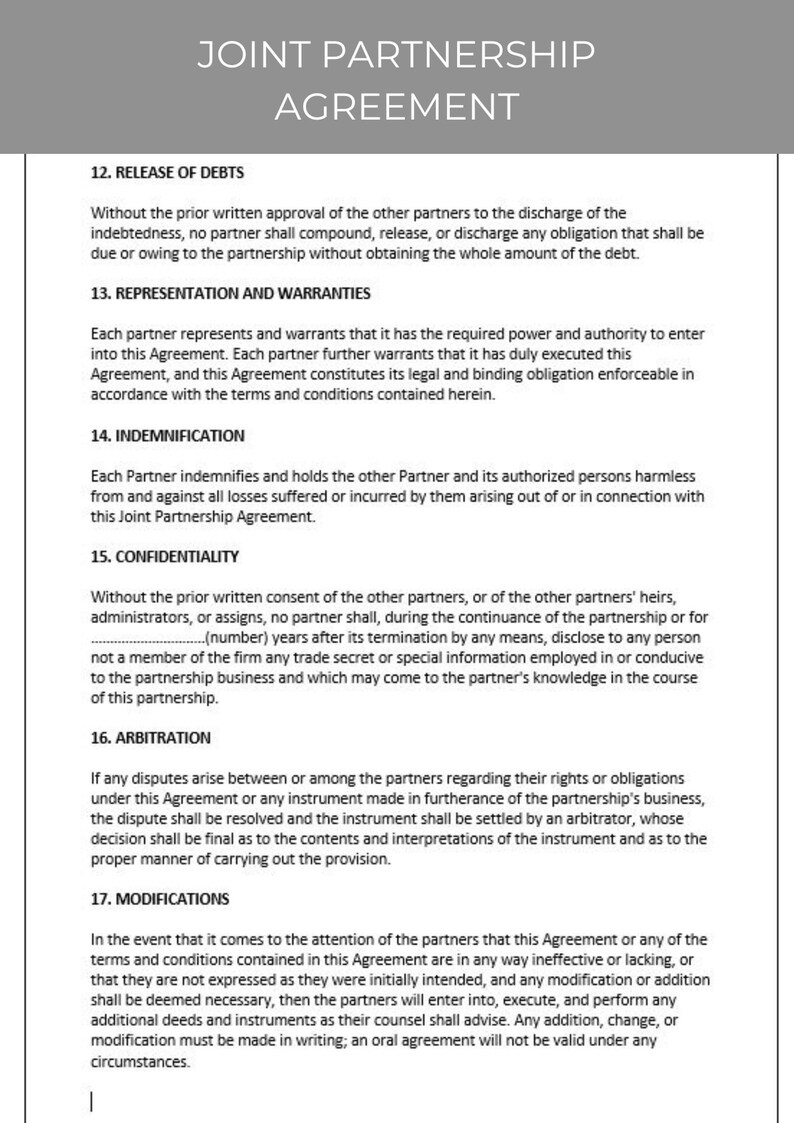 Joint Partnership Agreement - Etsy