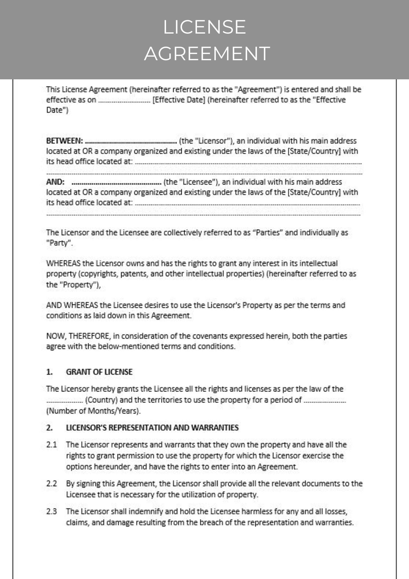 Photo License Agreement Template