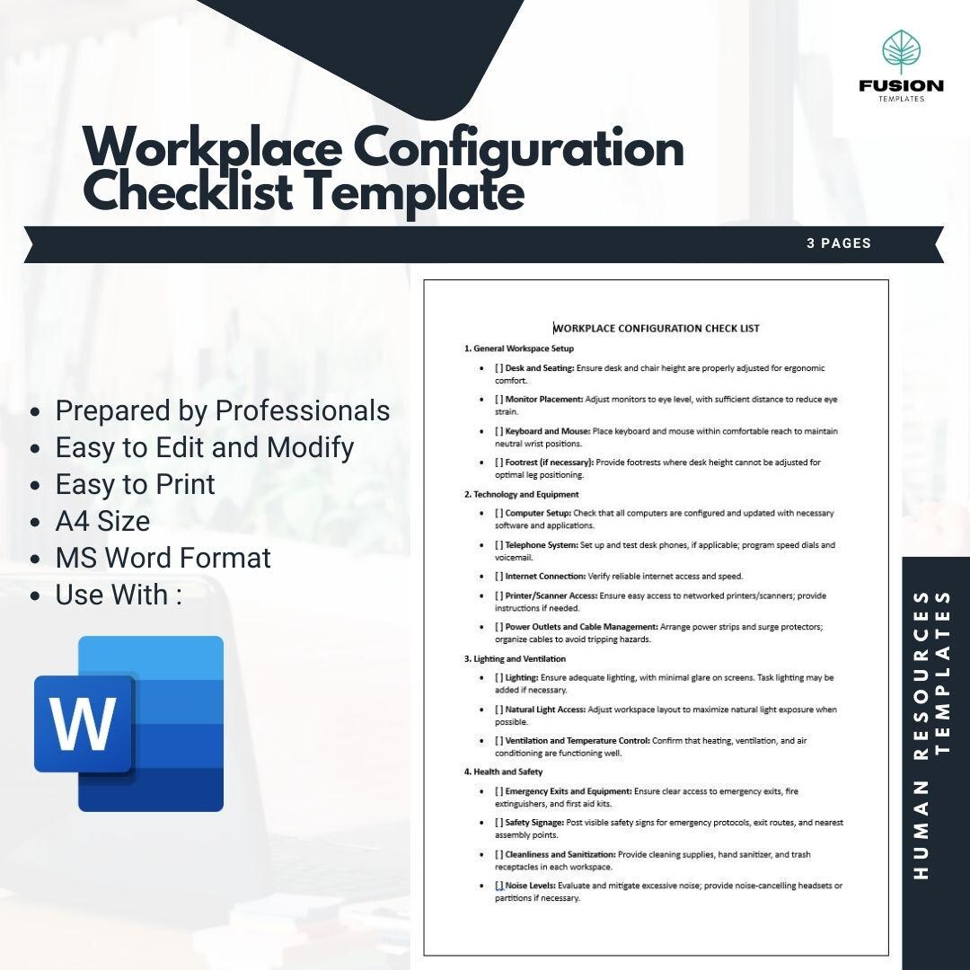 Workspace Configuration Checklist Template Etsy