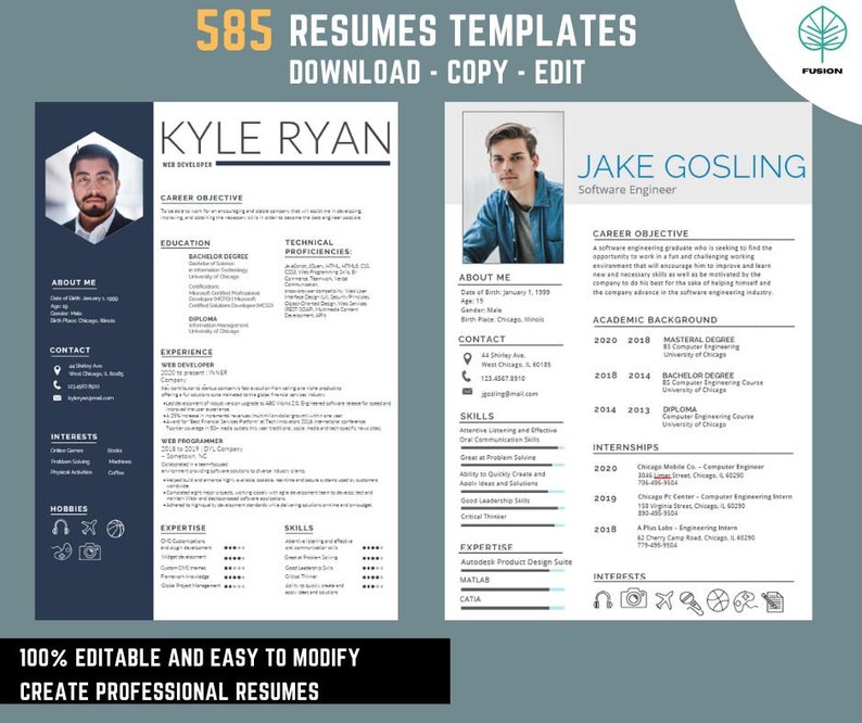 Resume Template With Photo, Professional Resume Template for Word ...