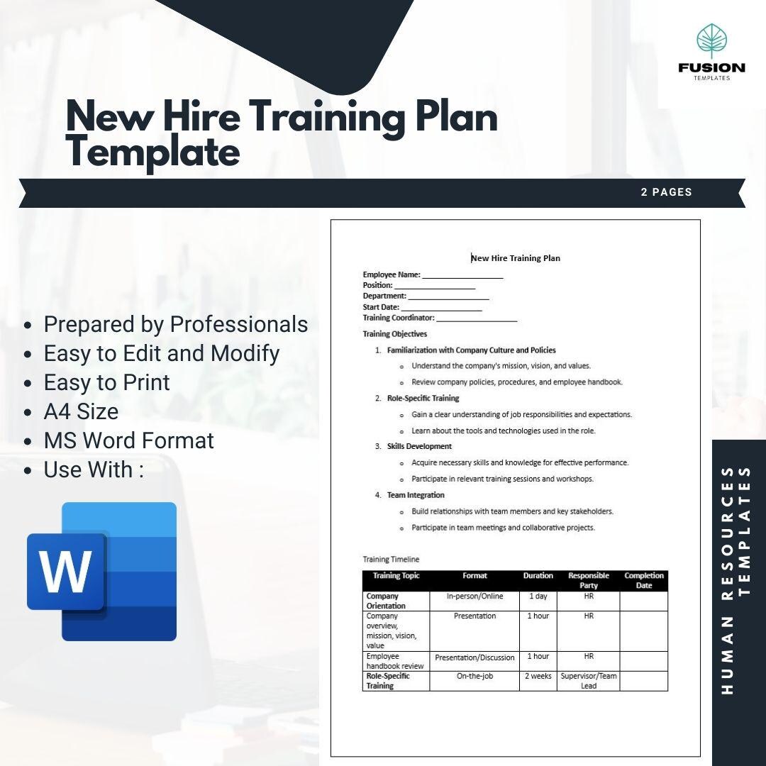 New Hire Training Plan Template - Etsy
