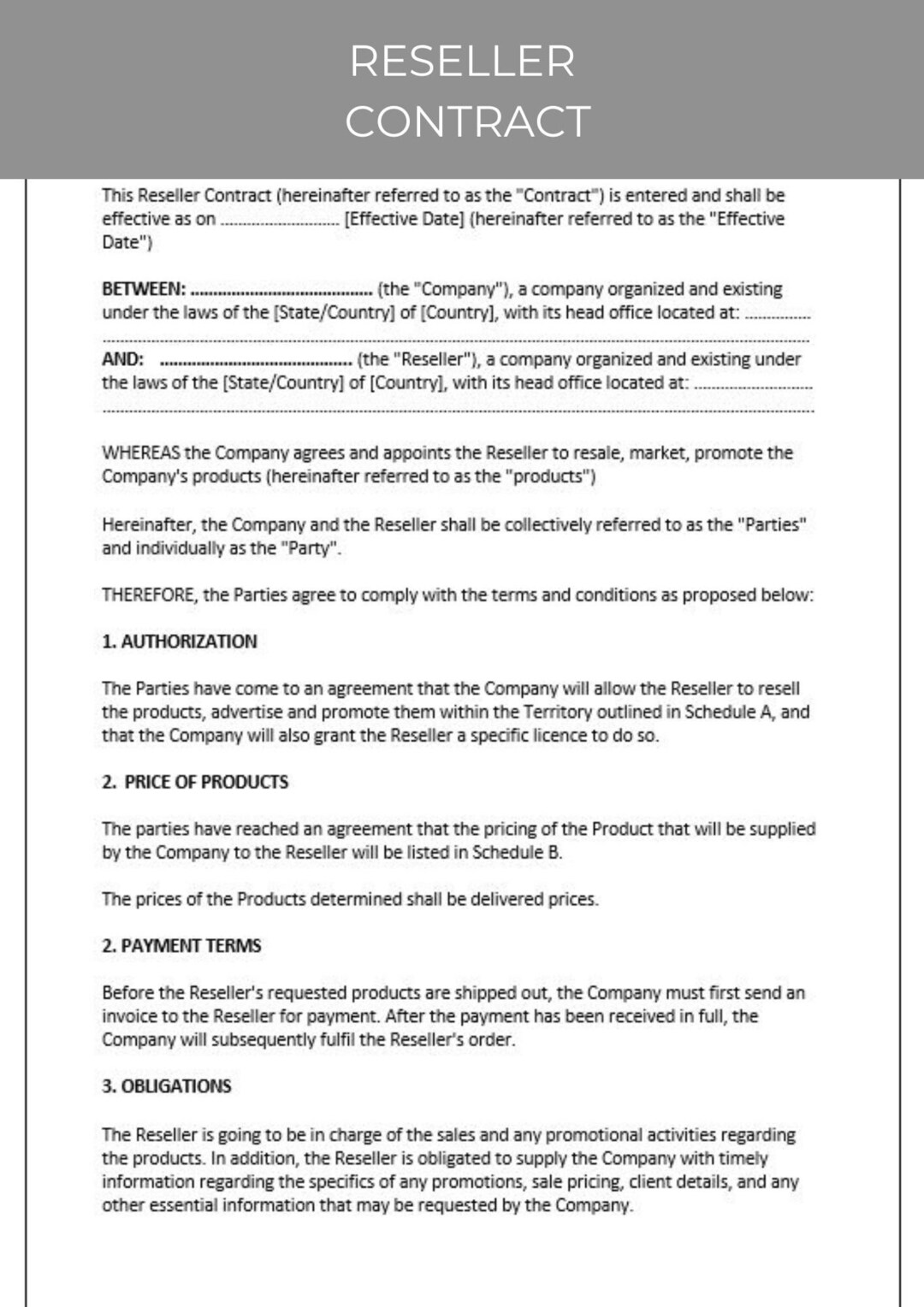 Reseller Contract - Etsy