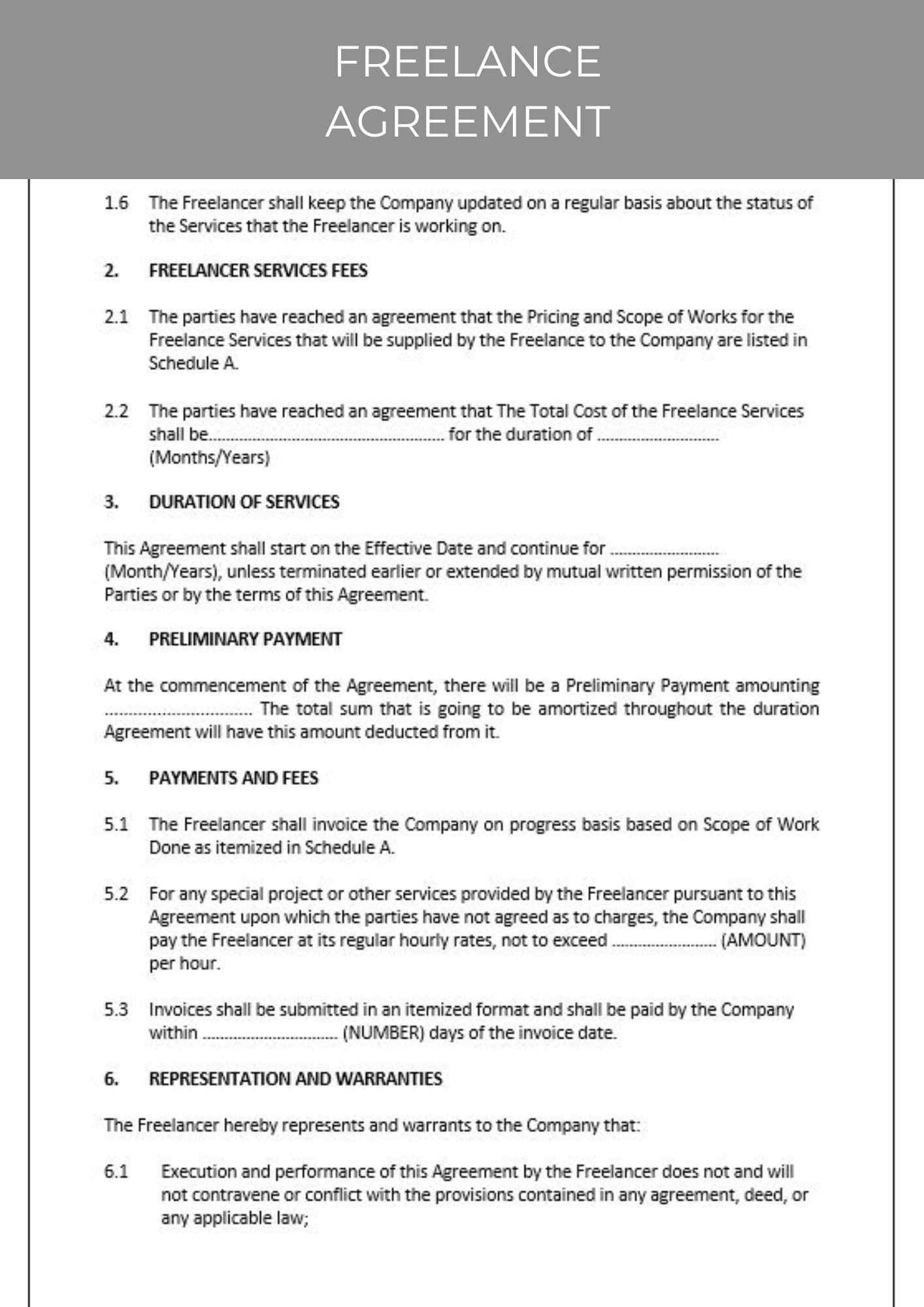 Freelance Agreement, Editable Agreement, Contract Agreement, Freelance ...
