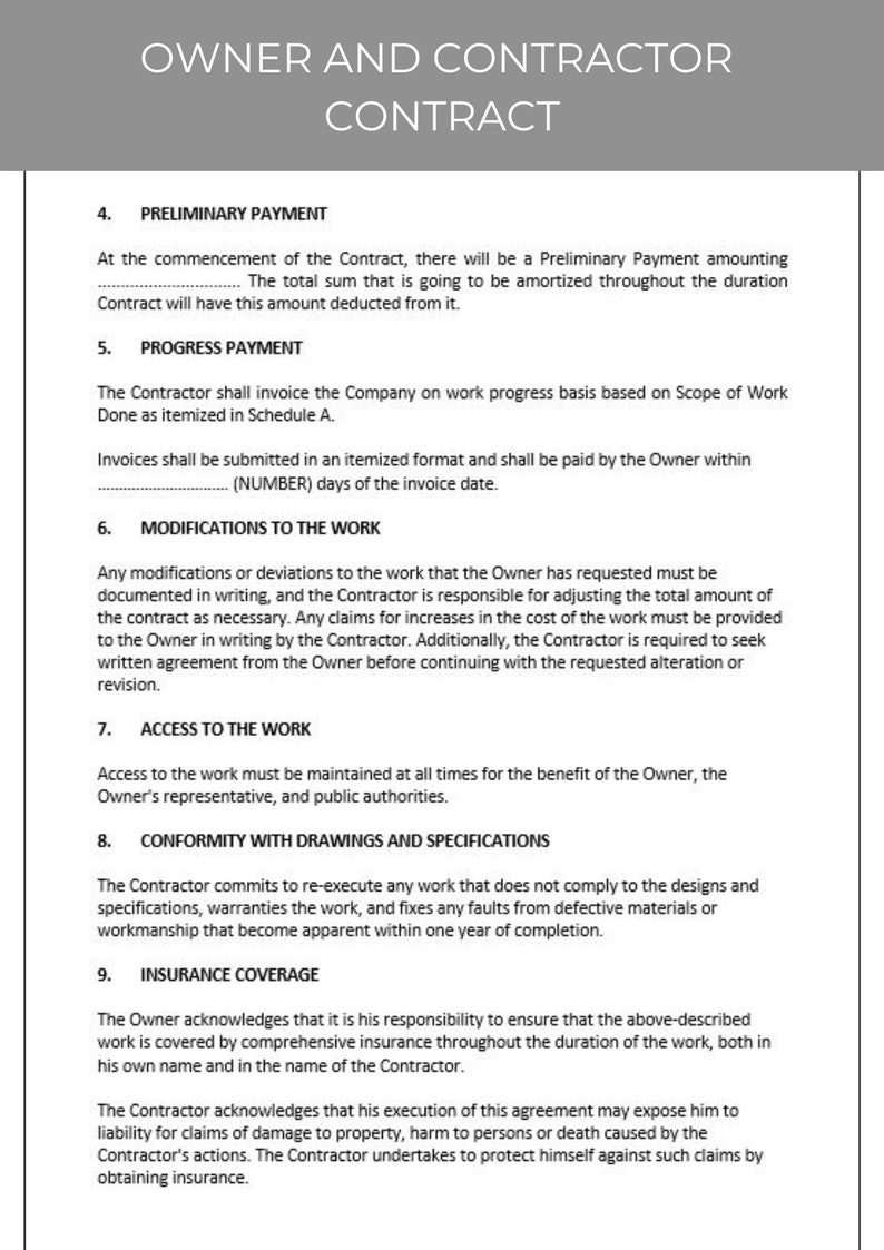 Owner and Contractor Contract - Etsy