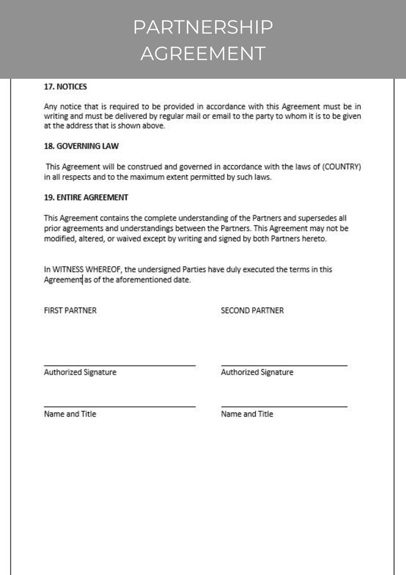 Partnership Agreement, Contract Agreement, Partnership Contract ...