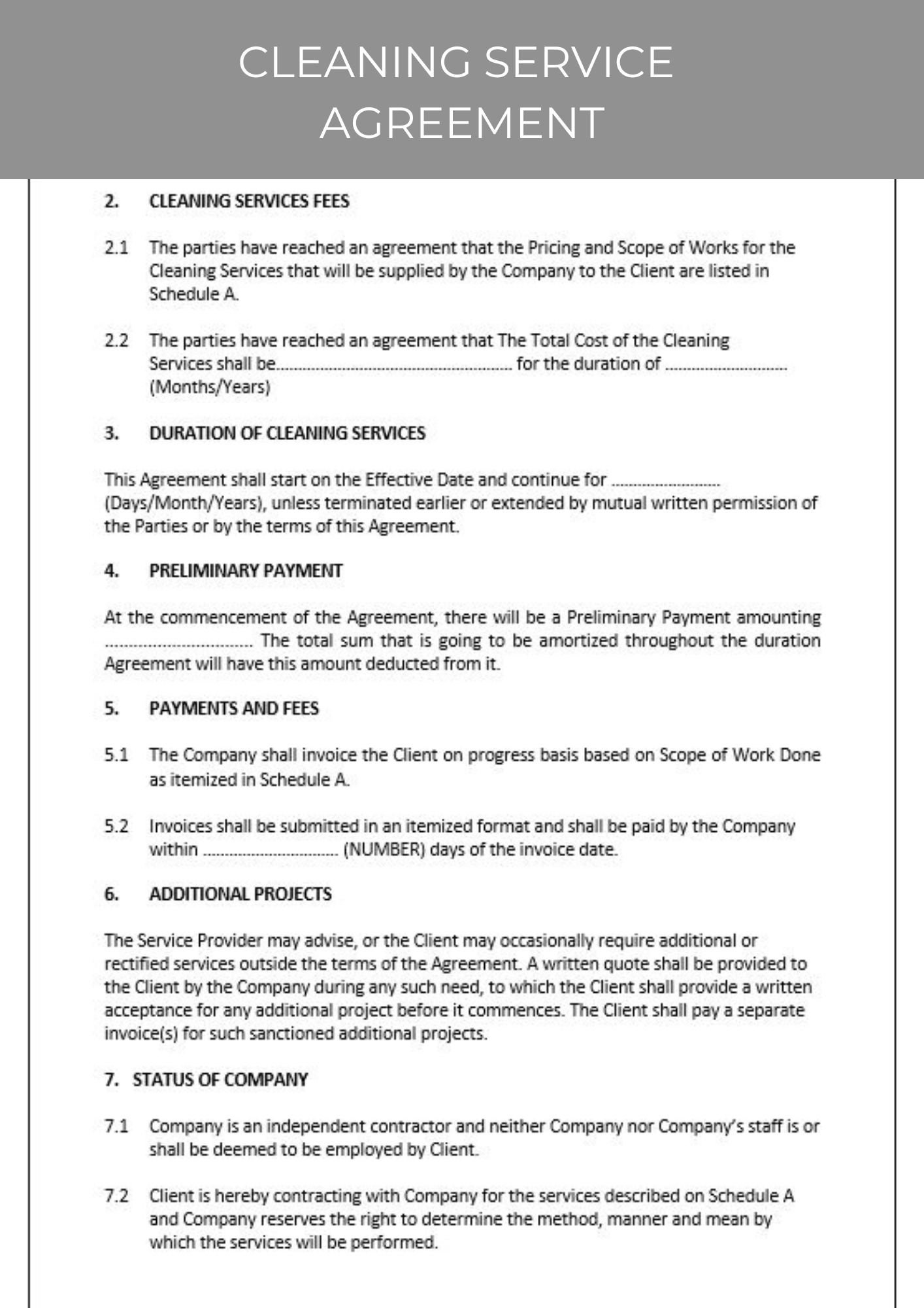 Cleaning Services Agreement, Cleaning Services Contract, Cleaning ...