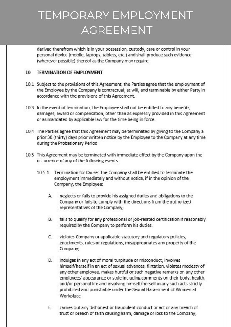 Temporary Employment Agreement - Etsy