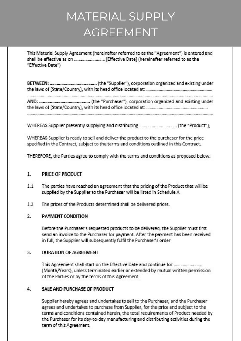 Material Supply Agreement - Etsy
