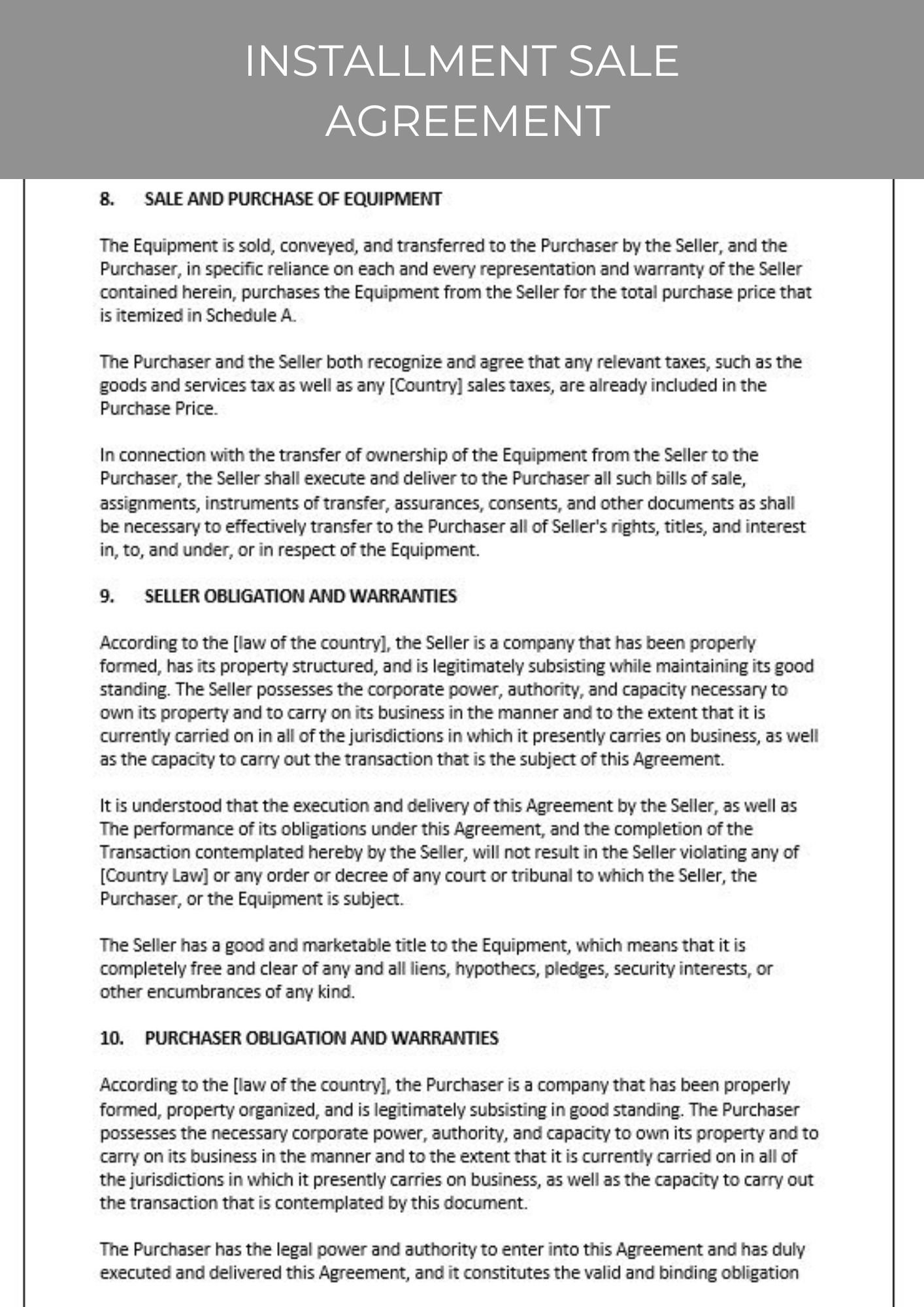 Installment Sale Agreement - Etsy