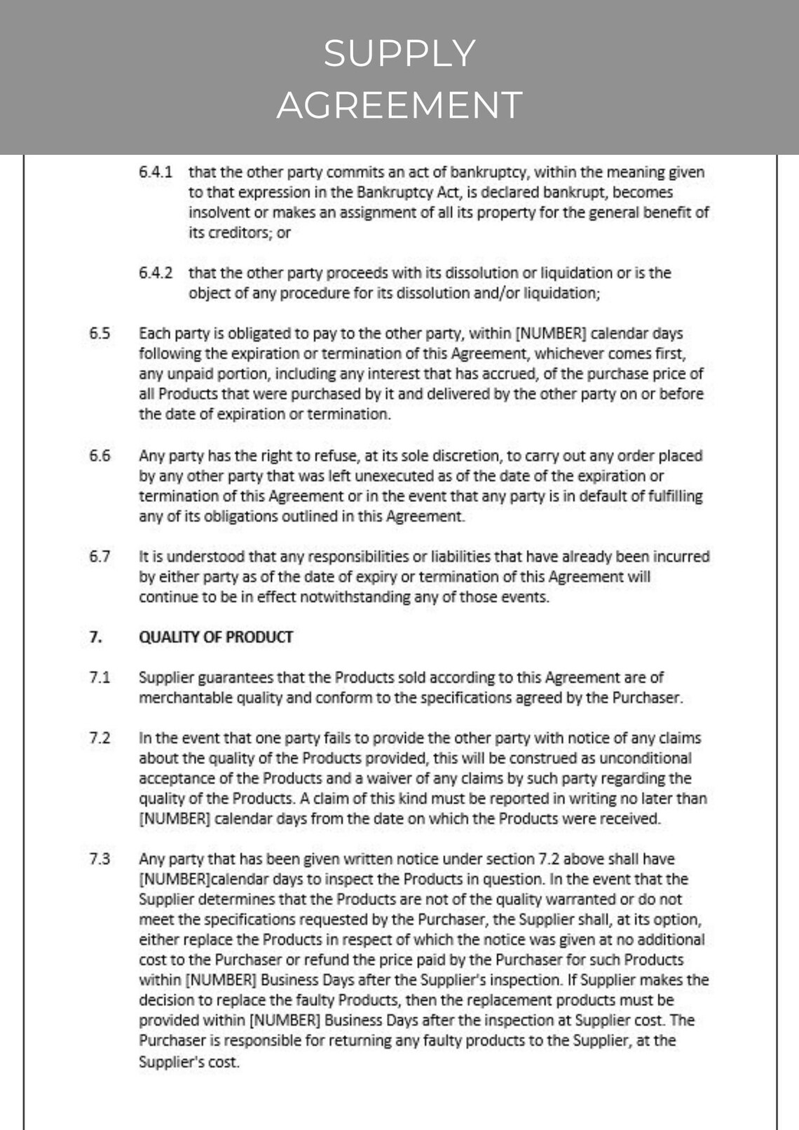 Supply Agreement, Contract Agreement, Supply Contract Template, Supply ...