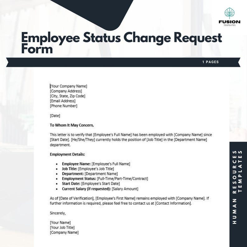 Employment Verification Letter Template - Etsy