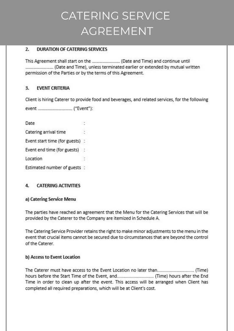 Catering Service Agreement - Etsy