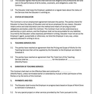 Teaching Contract - Etsy