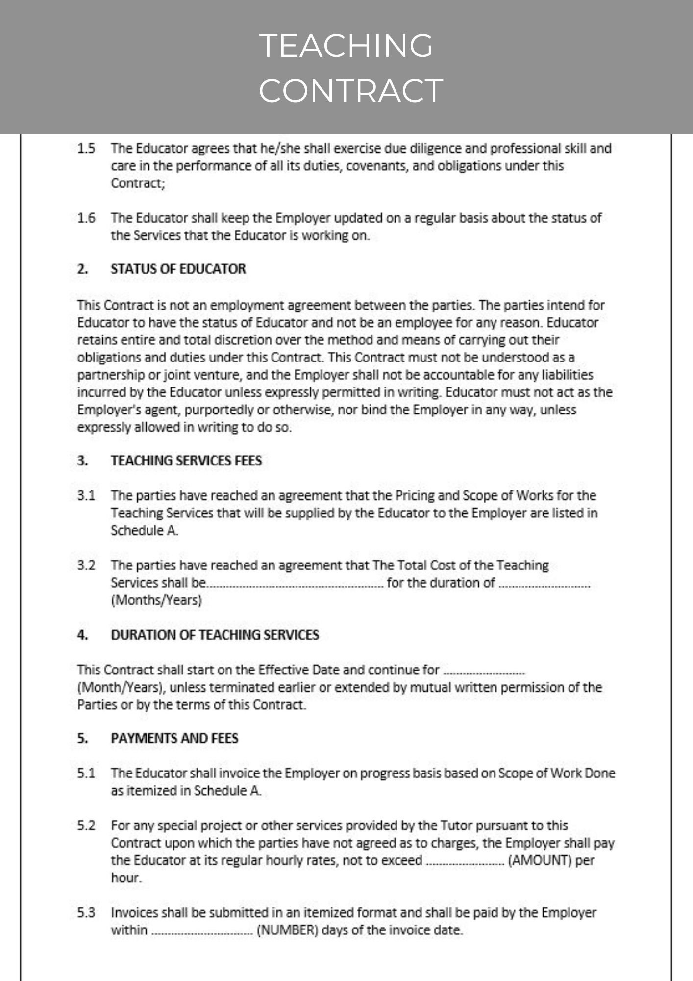 Teaching Contract - Etsy