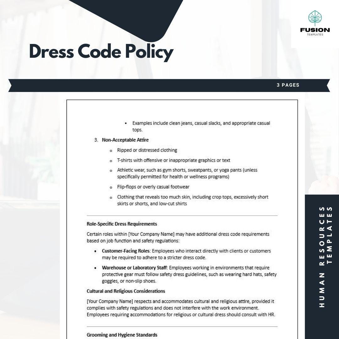 Dress Code Policy Template - Etsy