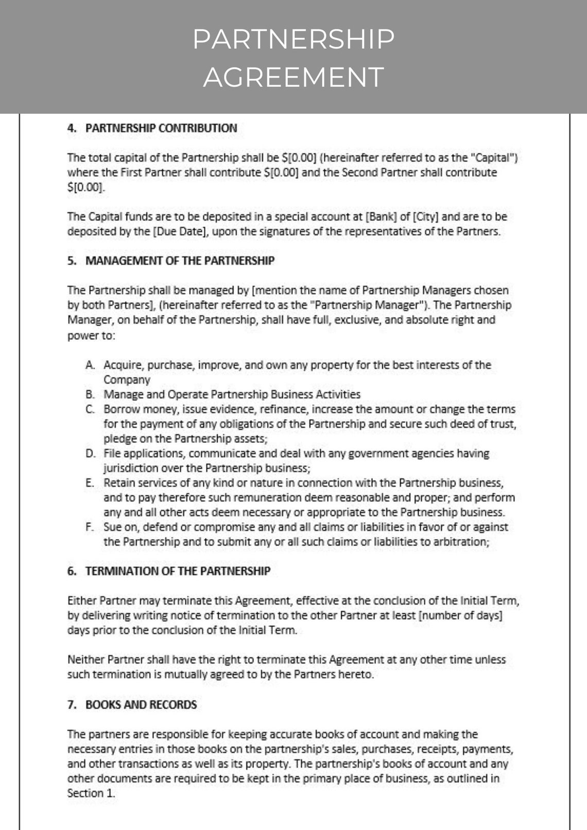 Partnership Agreement, Contract Agreement, Partnership Contract ...