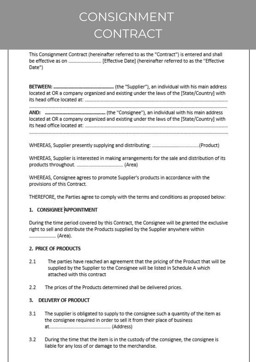 Consignment Contract - Etsy