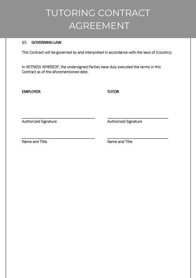 Tutoring Contract - Etsy