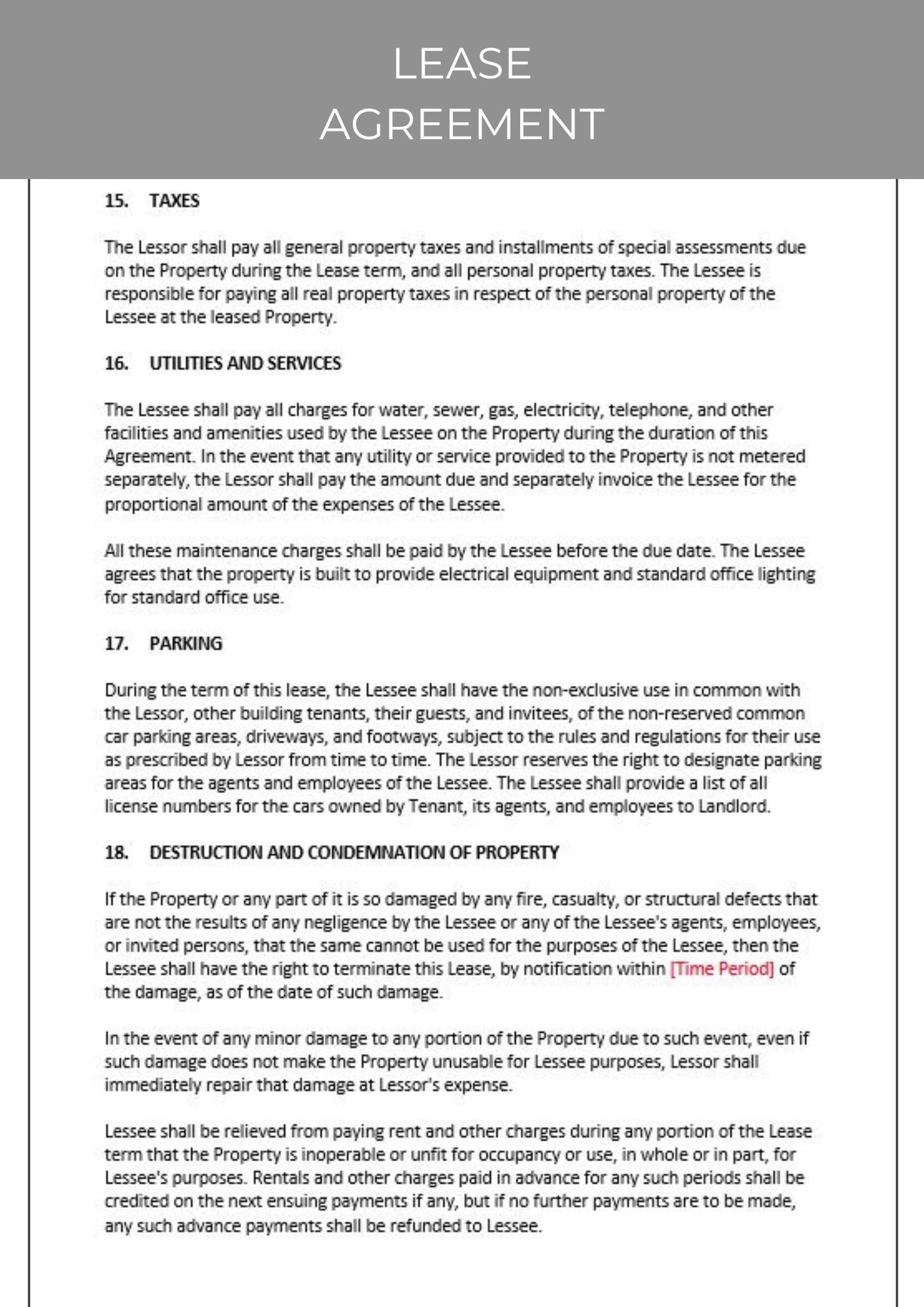 Lease Agreement, Rental Agreement, Commercial Lease, Lease Contract ...