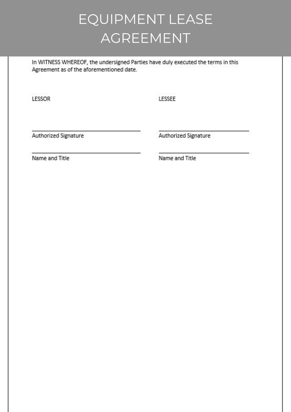 Equipment Lease Agreement, Equipment Rental Agreement, Lease Contract ...