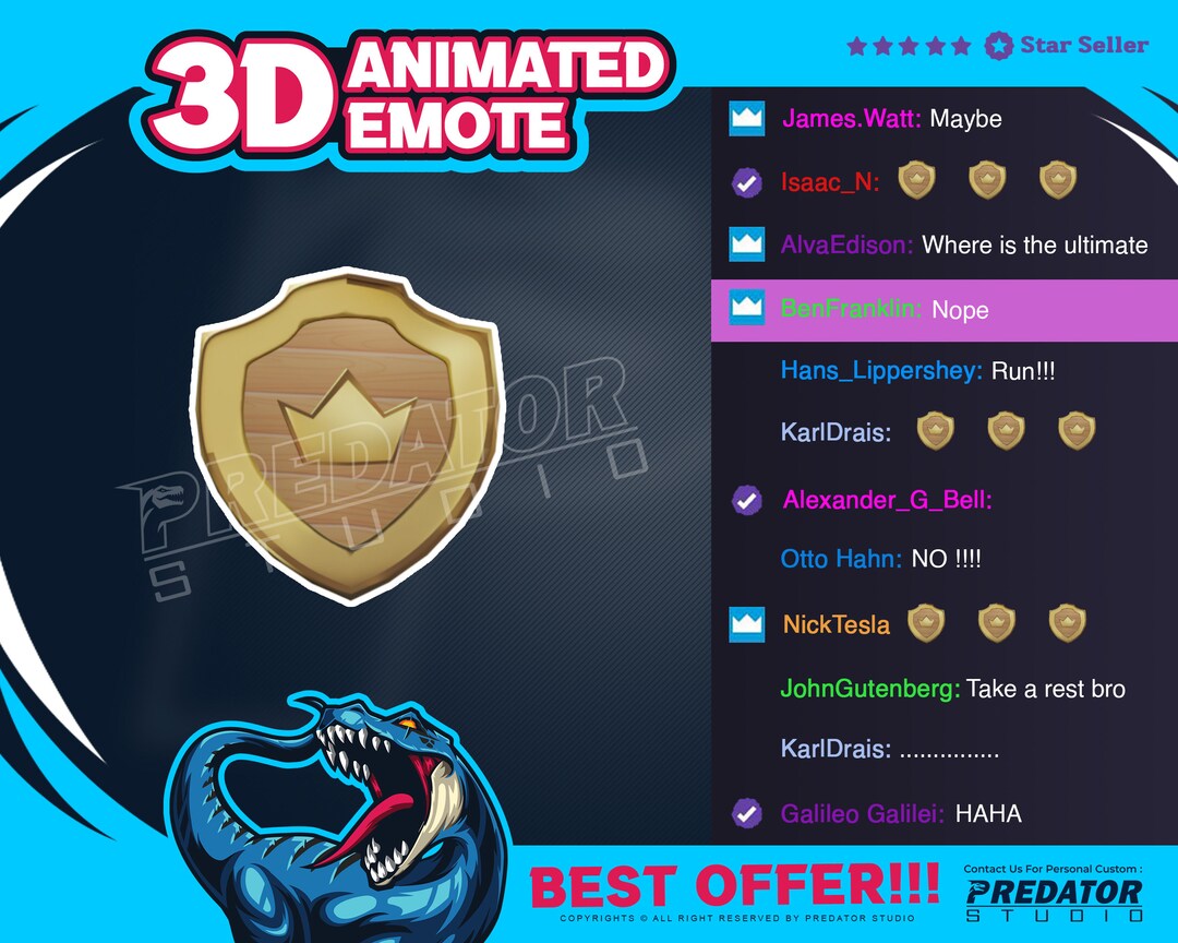3D Shield Animated Emote: Twitch/discord Guardian Emote (GIF & PNG) - Etsy