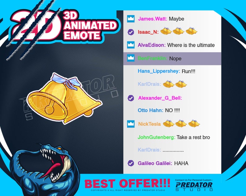 3D Animated Bell Emote: Twitch/discord/kick Emotes - Etsy