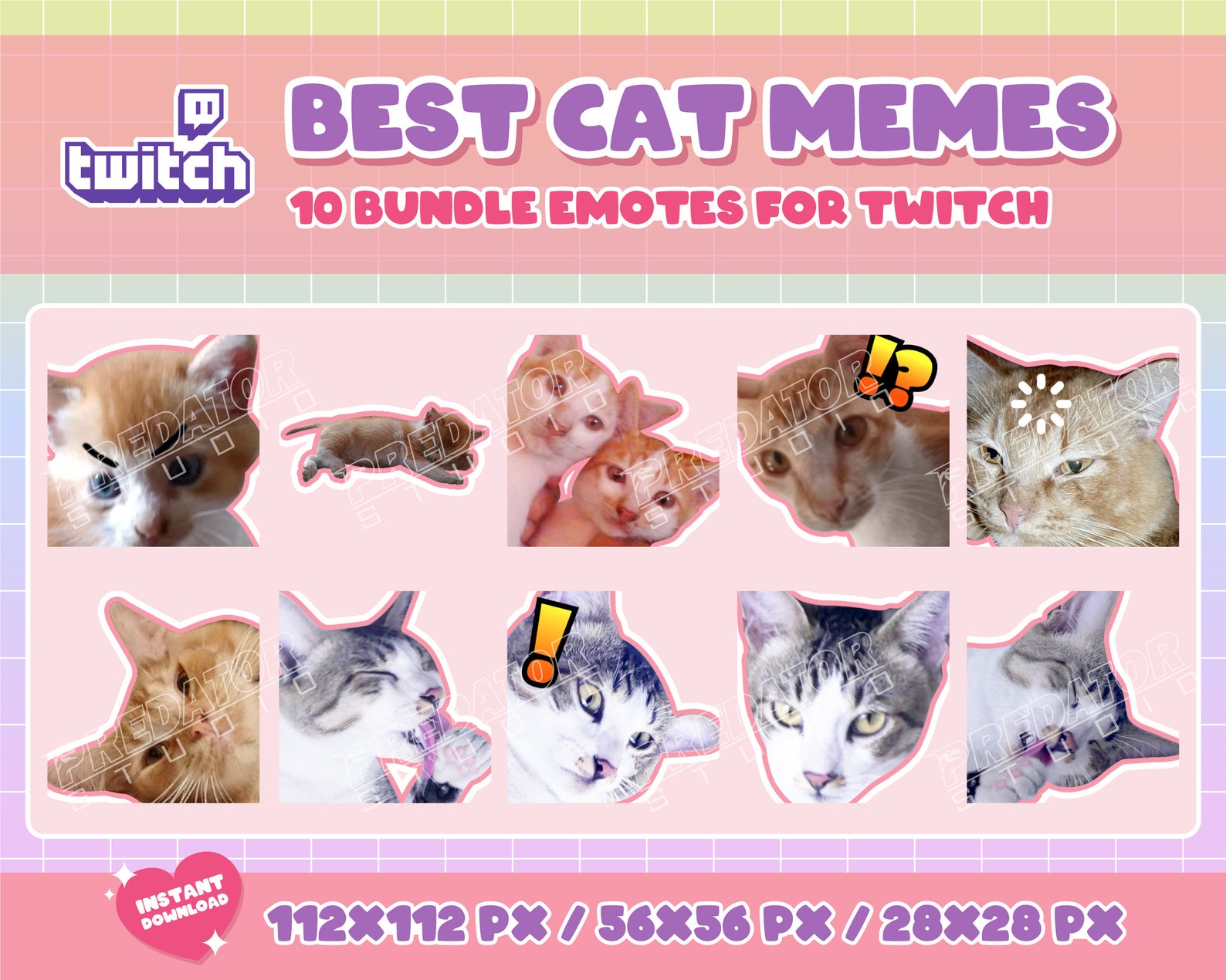 10 Cute Cat Memes Emote Pack 2 Emote Bundle Twitch Cat - Etsy
