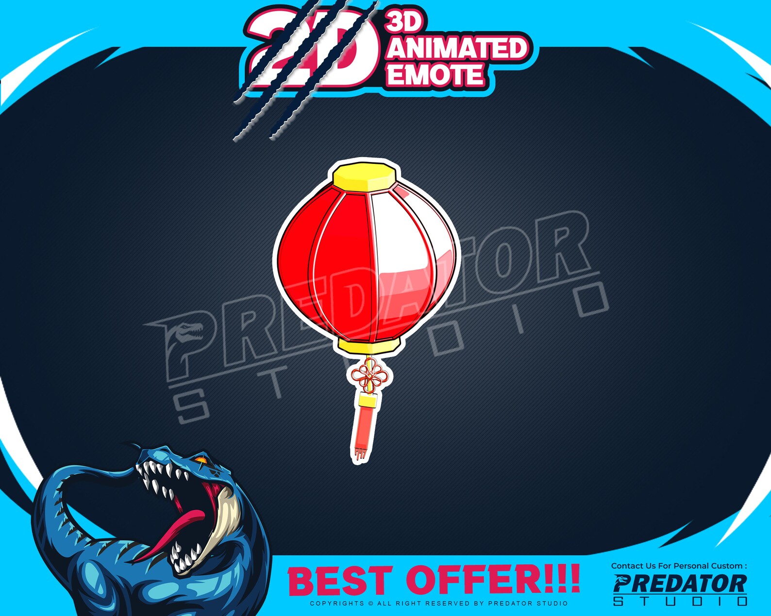 3D Animated Chinese Lantern Emote: Twitch, Discord, Kick - Etsy
