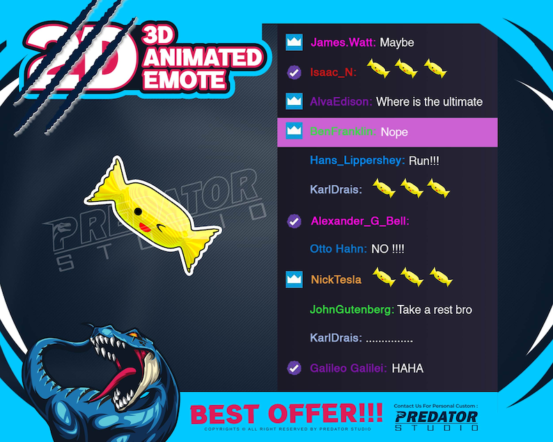 Yellow Candy 3D Animated Emote Emotes Twitch Animated - Etsy