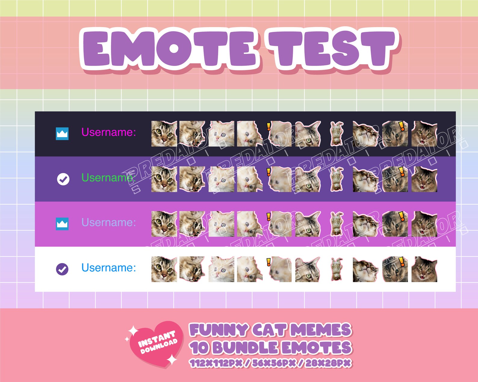 10 Cute Cat Memes Emote Pack 6 Emote Commission Emotes - Etsy