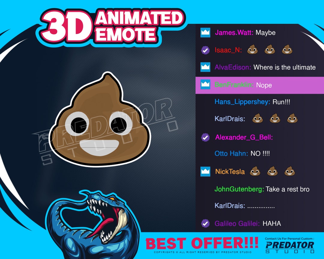 Holy Shit 3D Animated Emote, Poop Emote, Twitch Emote, Stream Emote, 3D ...