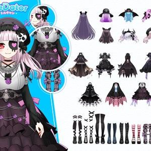 Gothic Elegance Live2d Avatar and Vtuber Model Package: Fully Rigged, 7 ...
