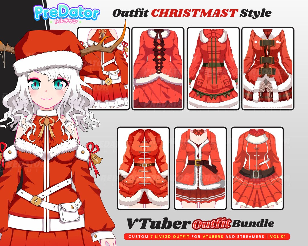 Christmas Live2d Avatar: Festive Vtuber Model, Fully Rigged With 7 Holiday Outfits, Hairstyles ...