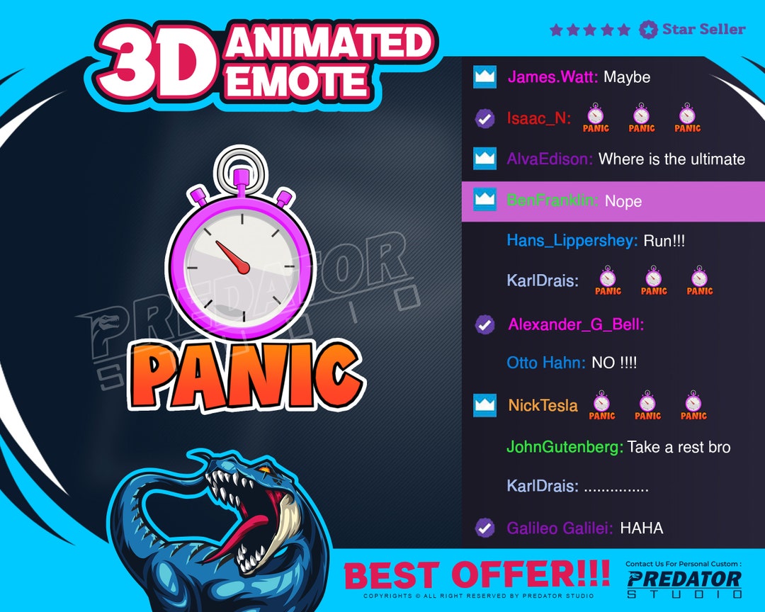 PANIC 3D Animated Emote, Kick Emote, Twitch Chat Emotes, Twitch Sub ...
