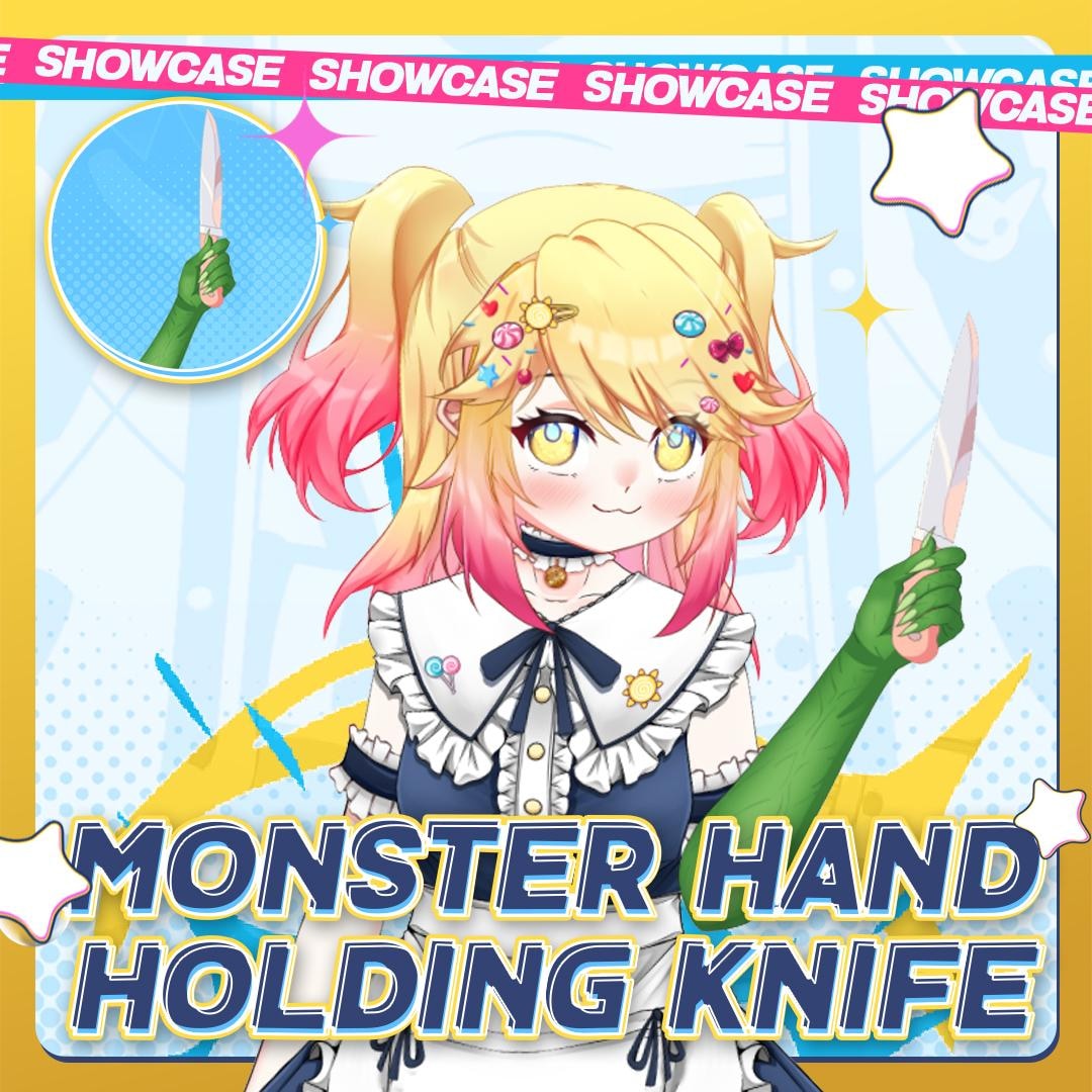 Vtuber Assets Monster Hand Holding Knife | Live2d Prop for Streaming ...