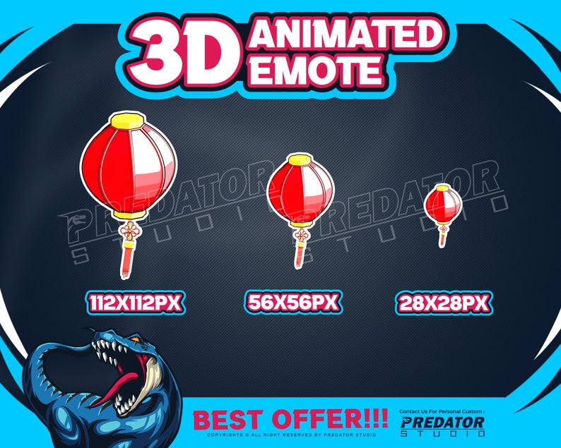3D Animated Chinese Lantern Emote: Twitch, Discord, Kick - Etsy