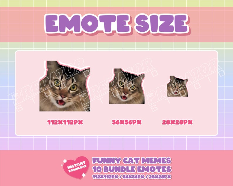 10 Cute Cat Memes Emote Pack 6 Emote Commission Emotes - Etsy