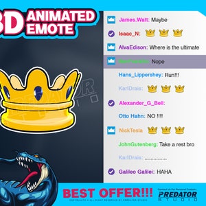 Crown 3D Animated Emote V3, Glamour Emote, Crown Emote, Stream Emote ...