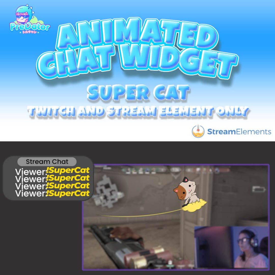 Super Cat Animated Twitch Chat Widget - Streamelements (GIF) - Etsy