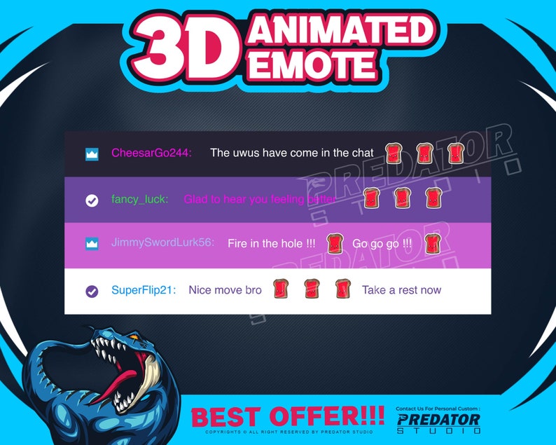 Jam Toast 3D Animated Twitch Emote: Food Chibi Emote - Etsy