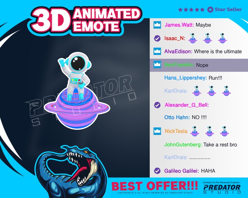 Astronaut 3D Animated Emote for Twitch & Kick - Etsy