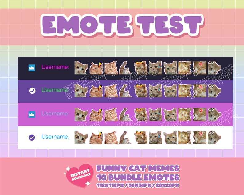 10 Cute Cat Memes Emote Pack 1 Cute Emotes Emote Animal - Etsy