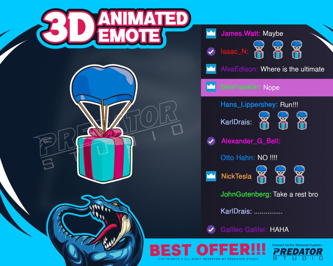 Gift Sub 3D Animated Emote, Gift Emote, Twitch Emote, Kick Emote, Bit ...