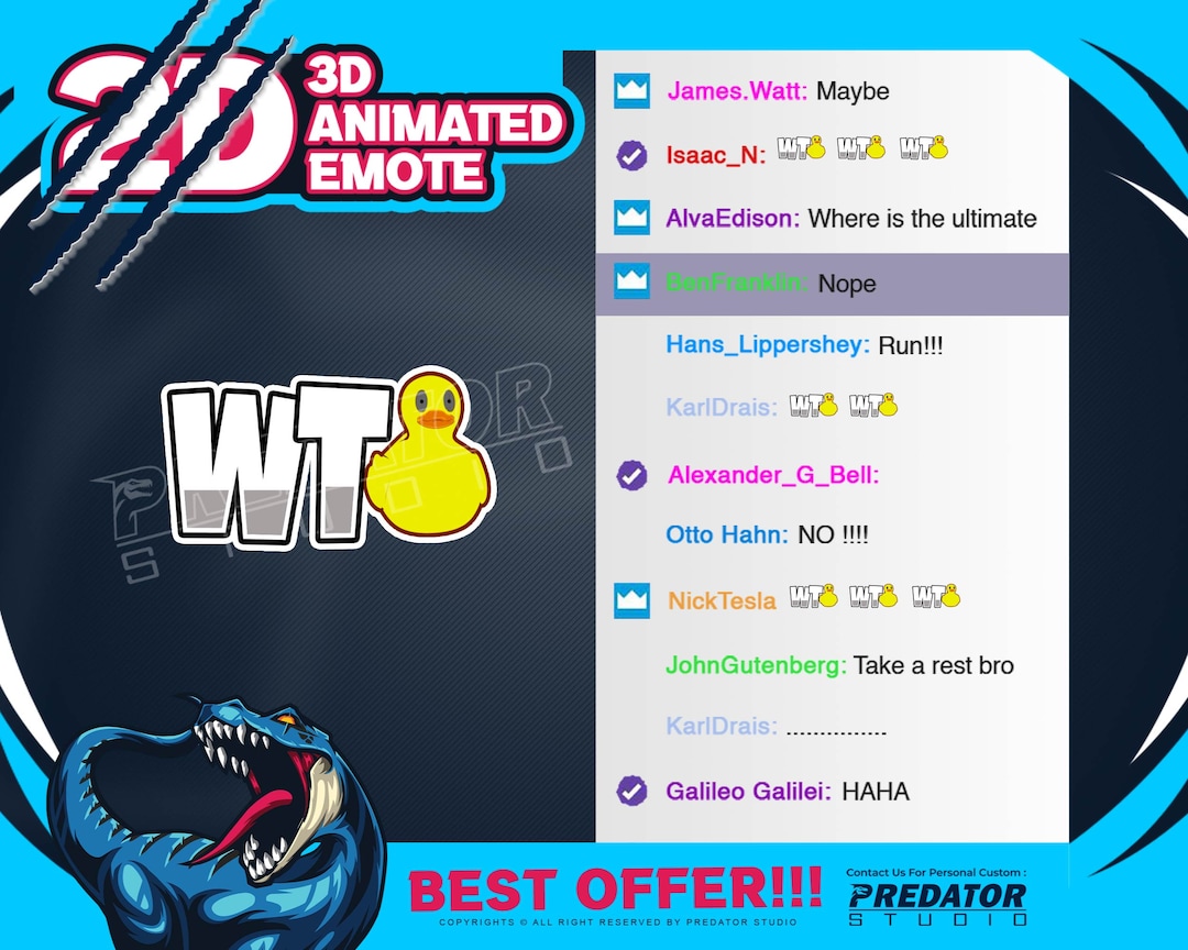 WT 3D Animated Emote, Duck Emotes, Animal Emotes, Cartoon Emote, Cute ...