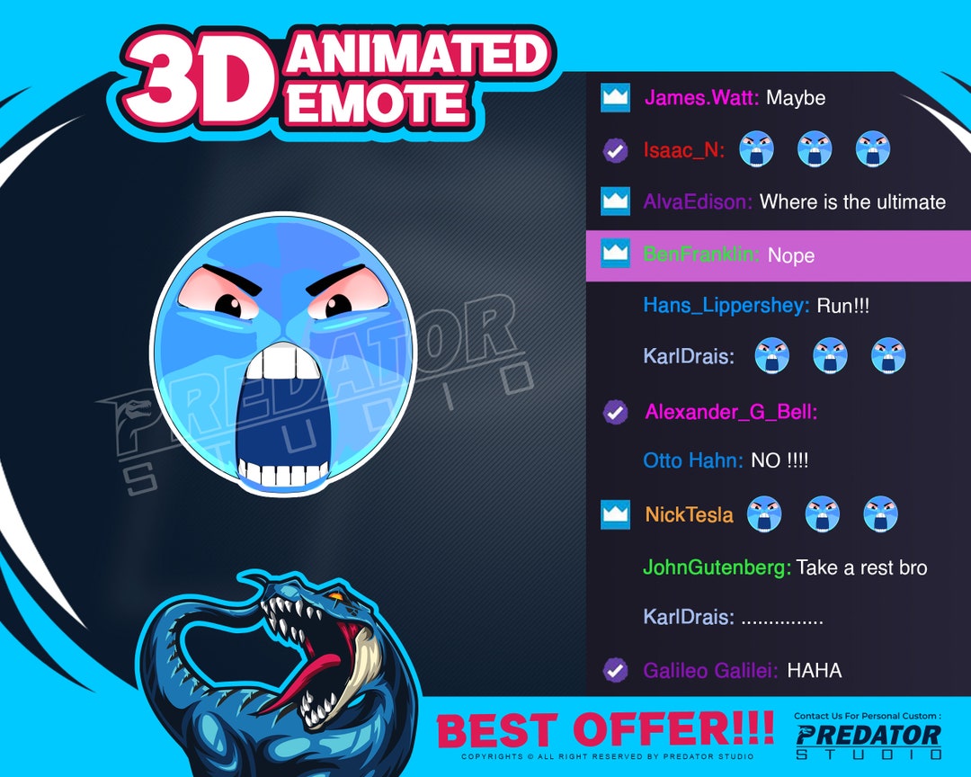 3D Animated Emote, Twitch Emote, Gif Emotes, Kawaii Emote, Twitch Sub ...