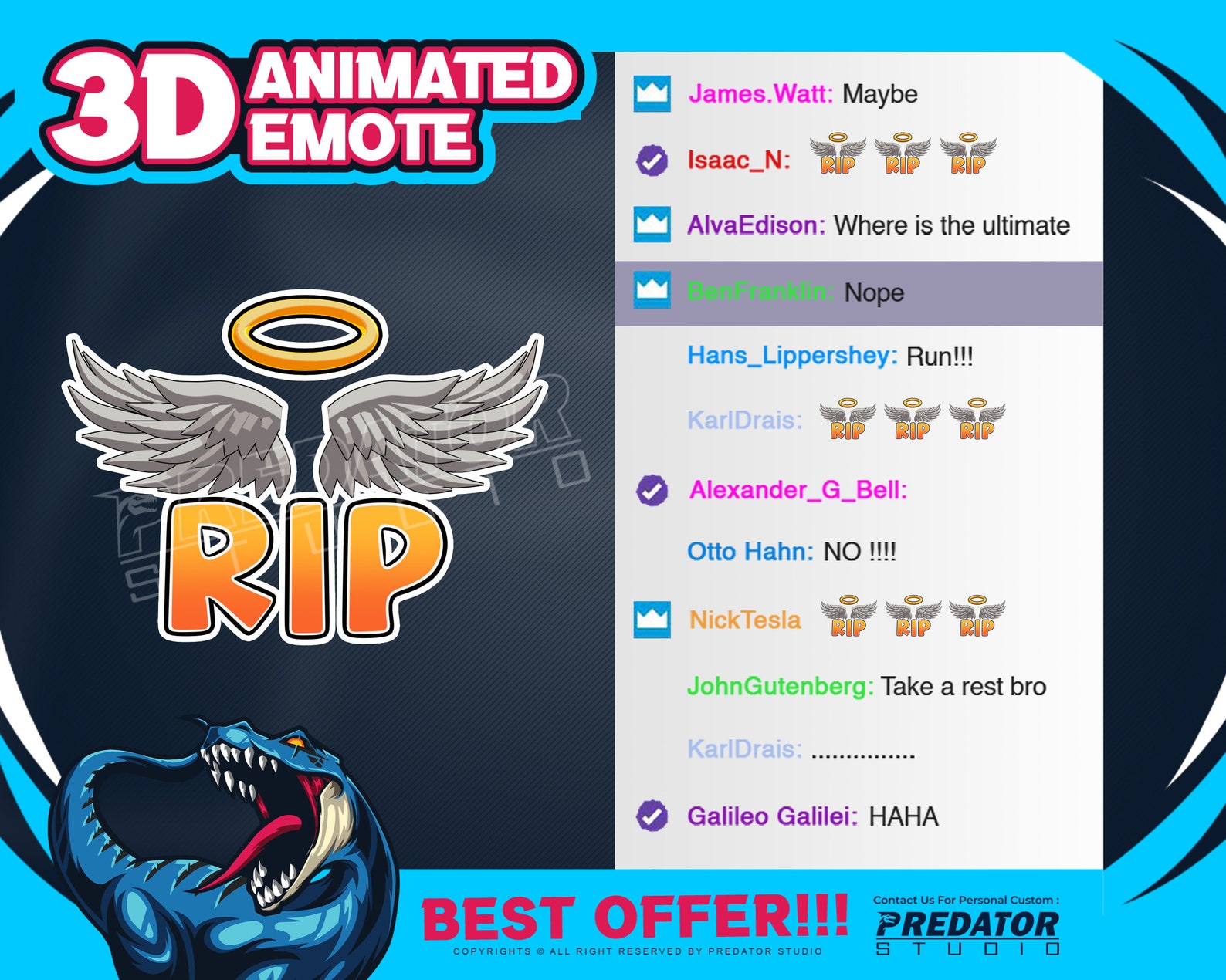 RIP Wing 3D Animated Emote: Twitch, Discord, Kick - Etsy