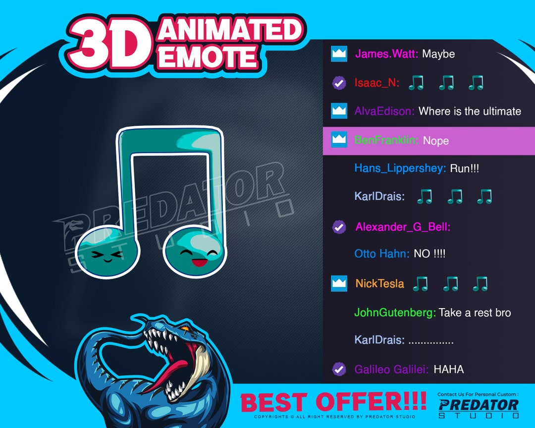 3D Animated Emote, Kick Emote, Digital Art, Twitch Sub Emotes, Stream ...